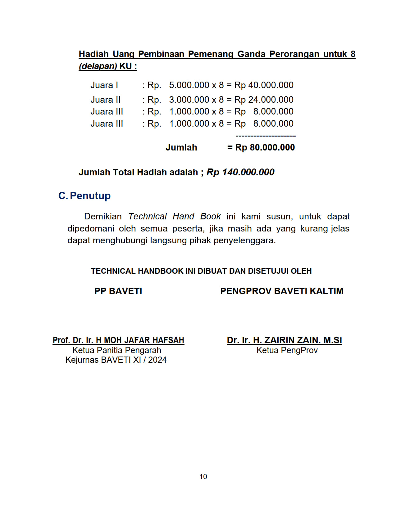 TECHNICAL HANDBOOK KEJURNAS BAVETI XI/2024 BALIKPAPAN, KALIMANTAN TIMUR ...